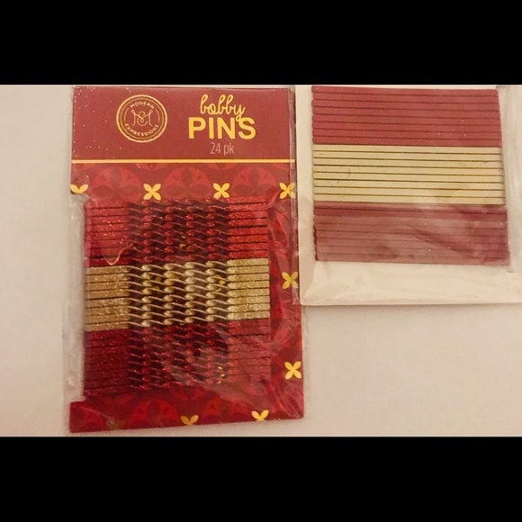 Accessories | New Red Gold Glitter 48 Bobby Pins 2 Long Valentines Day ...